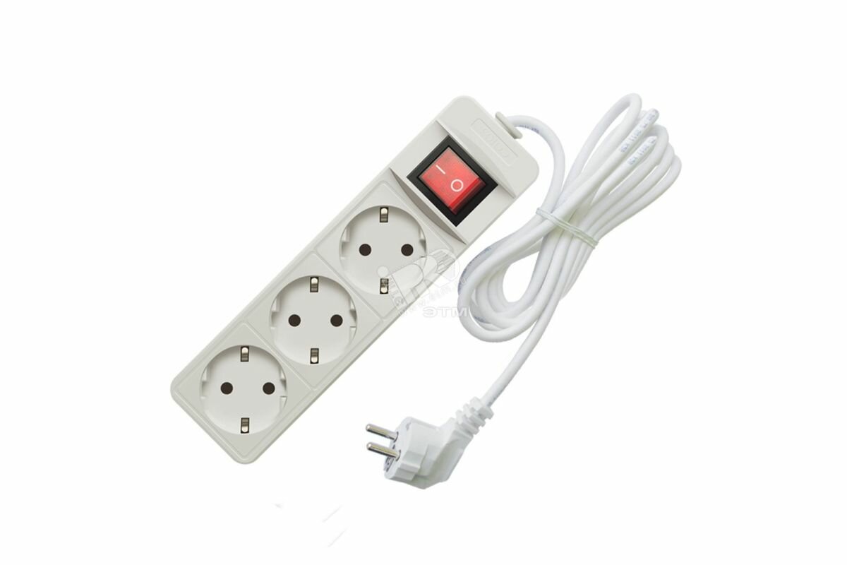 Удлинитель 3х1.5м с заземл. 16А IP20 3.5кВт ПВС с выкл. Союз 481S-8301