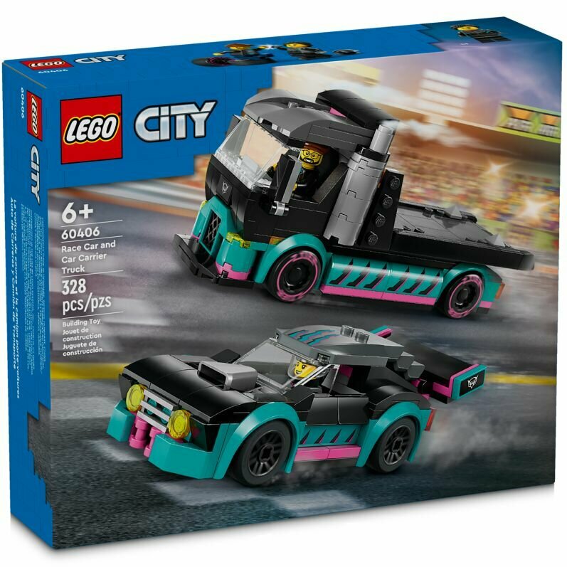 Конструктор LEGO City 60406 Гоночный автомобиль и автовоз, 328 деталей, 6+