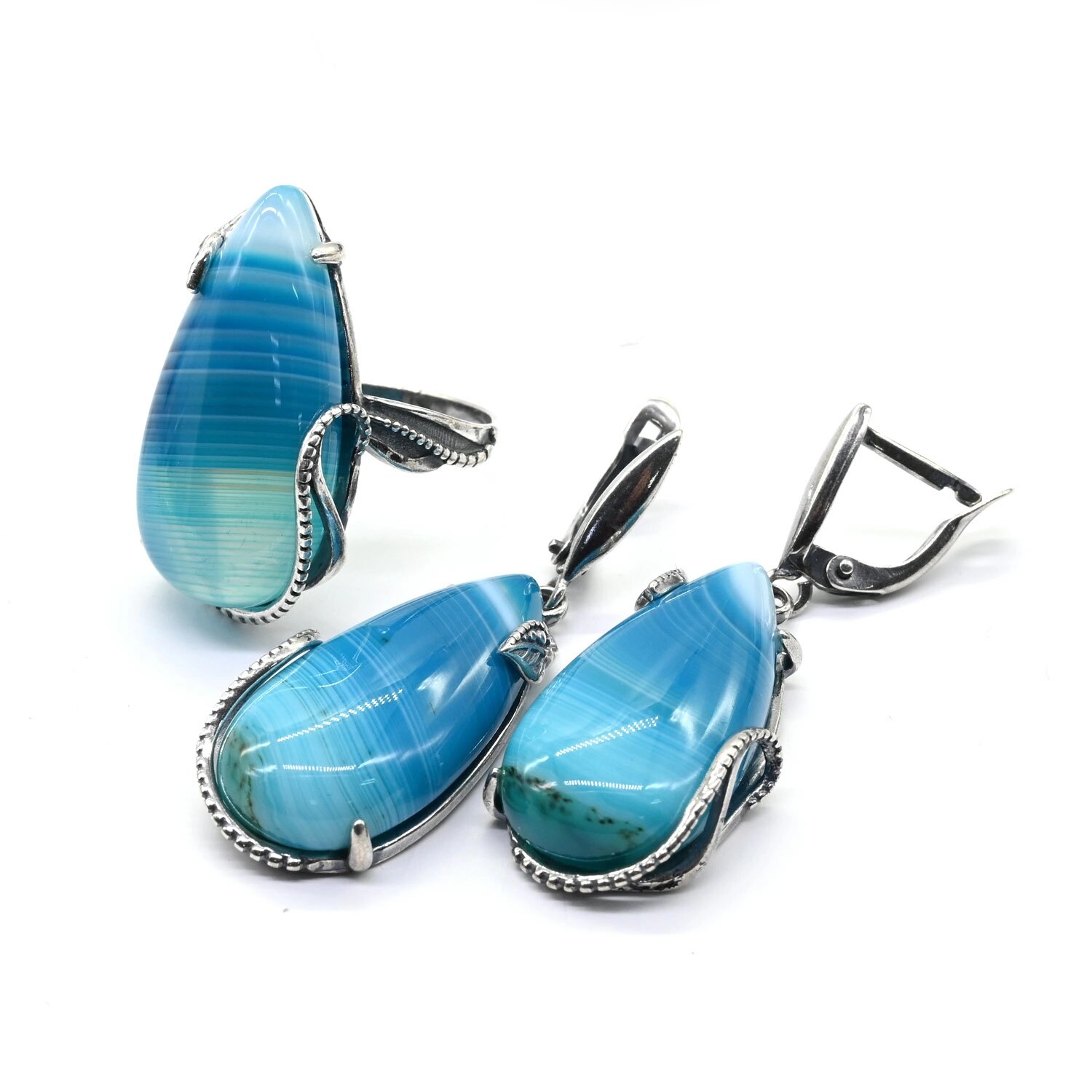 Комплект бижутерии: кольцо, агат