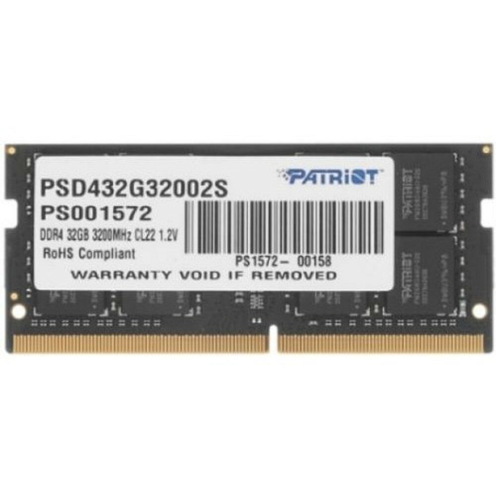 Оперативная память DDR4 Patriot SO-DIMM 1x32Гб, 25600МБ/с 3200 МГц