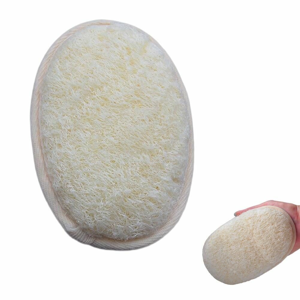Мочалка массажная для тела из люфы, Мочалка натуральная для душа с резинкой для фиксации, с антицеллюлитным эффектом
