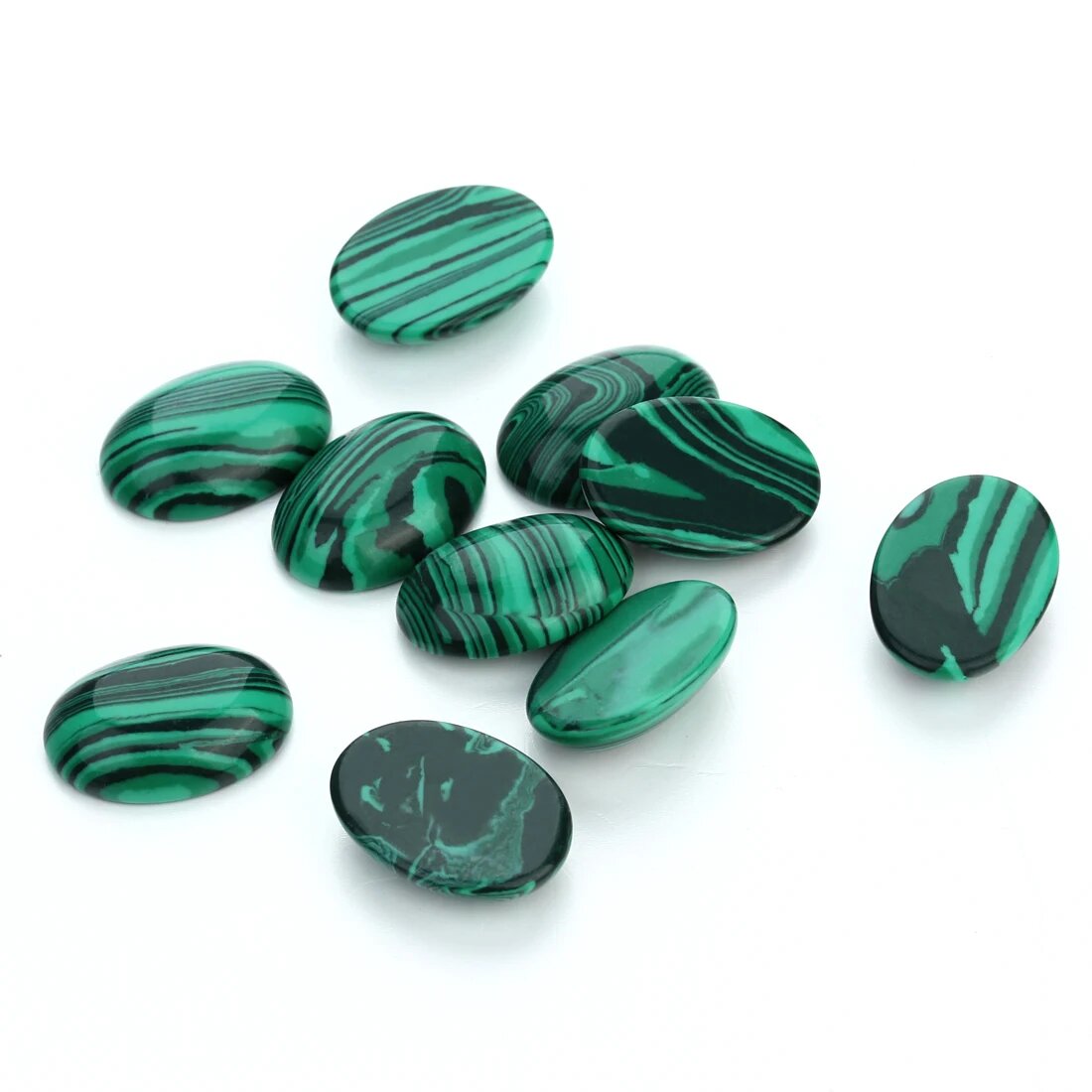 Кабошоны из натурального камня лаcoogh тигровый глаз, опал, Изумрудный, 13x18mm 10pcs, Malachite