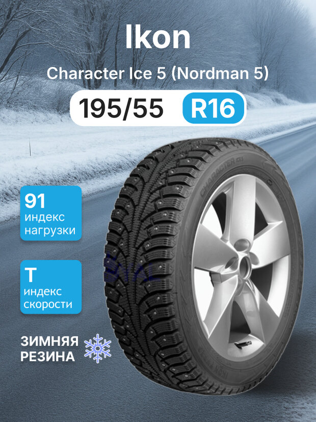 Зимняя шипованная шина Ikon Tyres Ikon Character Ice 5 195/55/16 T 91 XL