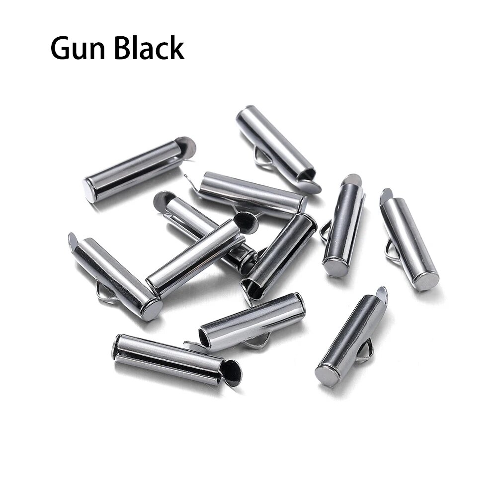 Замки-трубки для браслетов, Gun black, 20 мм, 50 шт