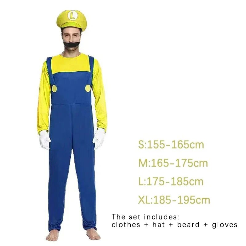 Костюм Маріо Супер Луїджі Бразерс SYDanne Желтый, L, Men Yellow suit