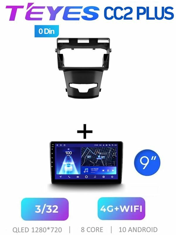 Магнитола 9" Teyes CC2 Plus 3/32 Gb для SsangYong Korando 3 Actyon 2 2013-2017 0 din