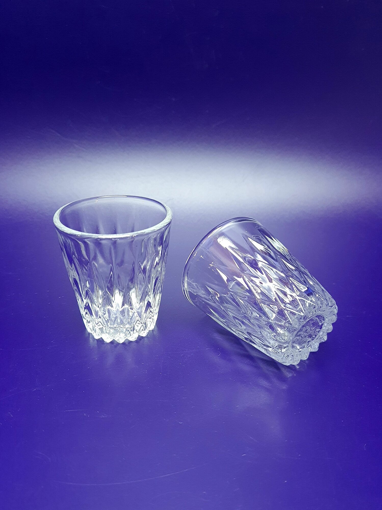 Винтажные стопки с рельефным узором Ромбы, набор на двоих, 50 мл, СССР, 70е