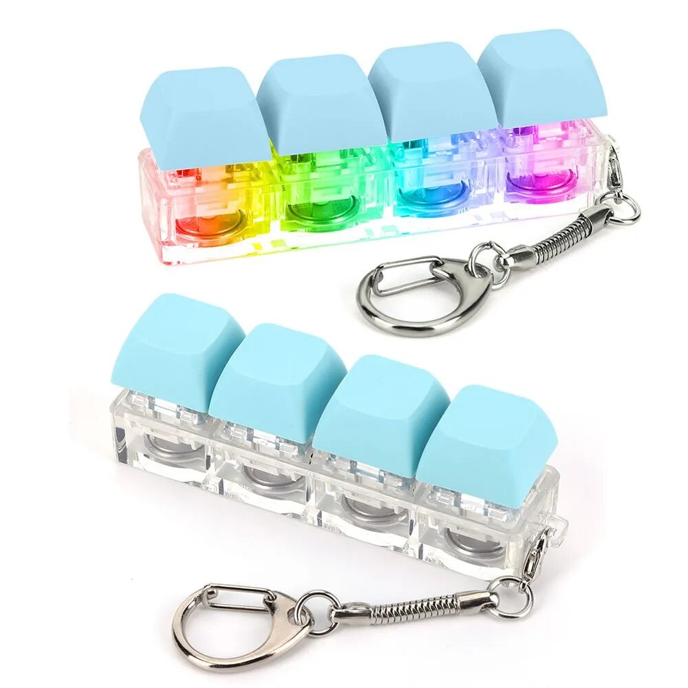 Тестер механических клавиш 4 кнопки, макарун цвет, в комплекте антистресс брелок