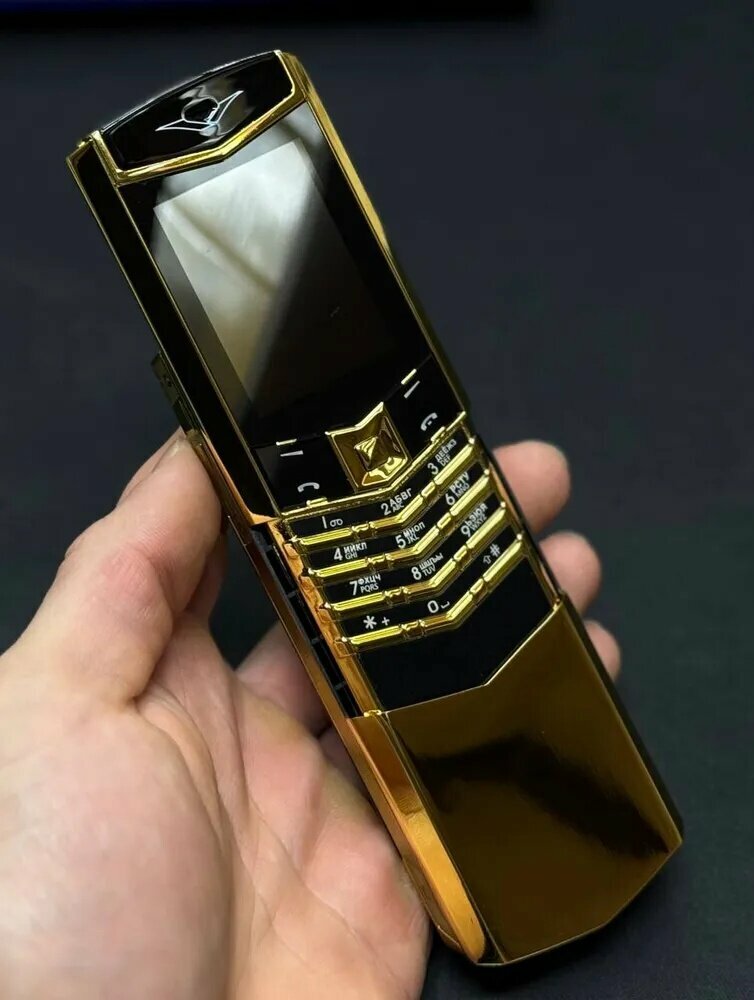Мобильный телефон Слайдер, черный, золотой
