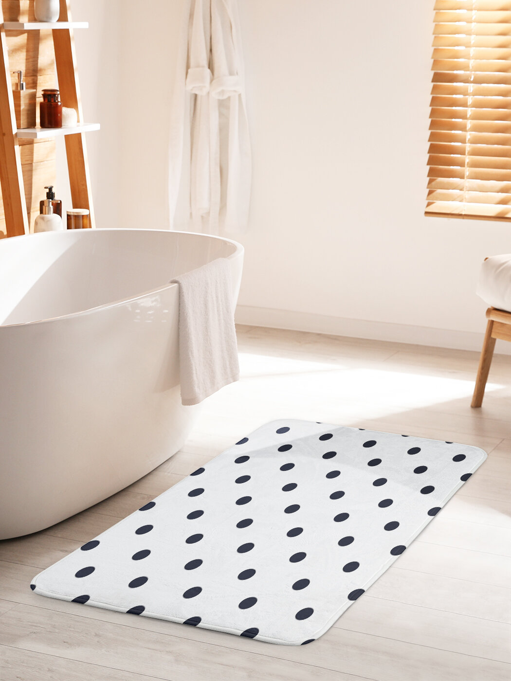 Коврик для ванной комнаты и туалета противоскользящий "Горошек моно" 60х100 см, JoyArty