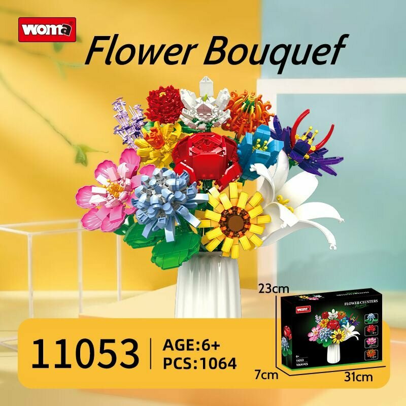 Конструктор цветы(1064 деталей)DIY сборка игрушек, Подарок для девушки