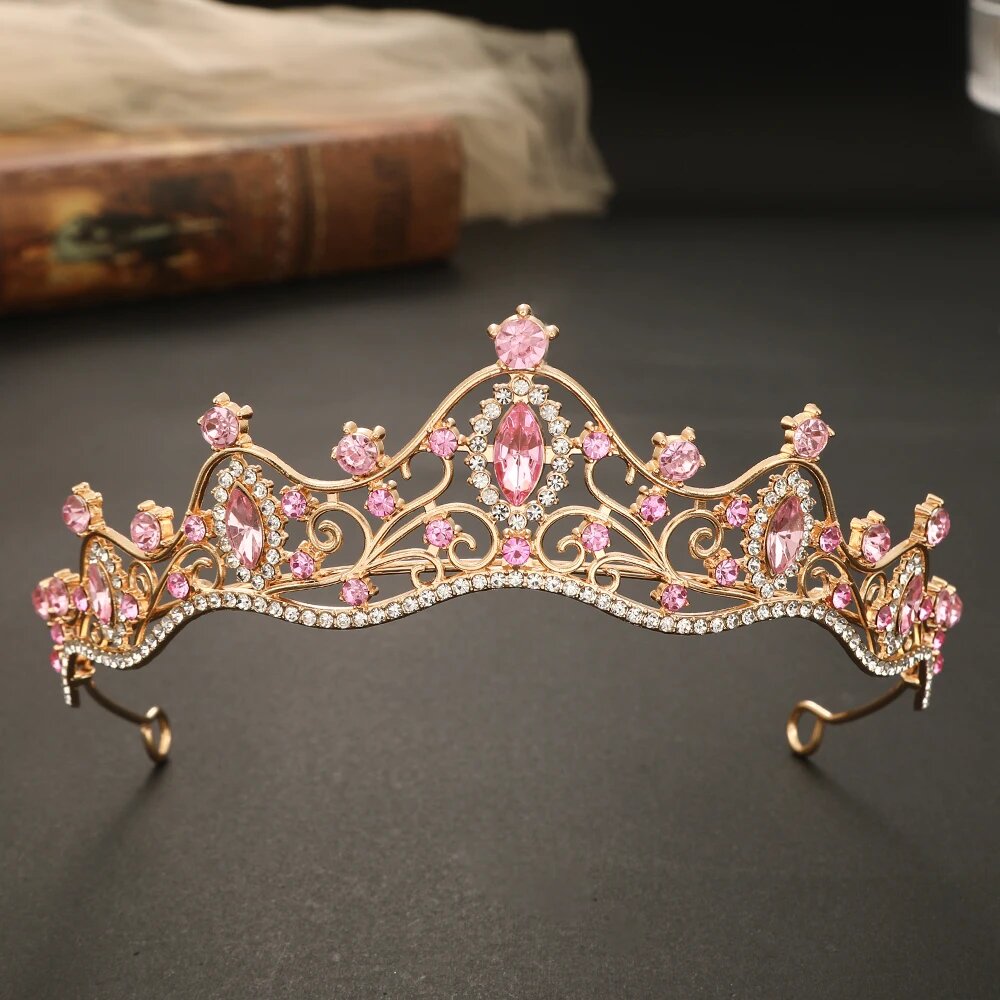 Свадебная корона, золотые свадебные аксессуары для волос, хрустальные стразы, свадебные диадемы и короны для невесты, головной убор, диадема, украшение для волос