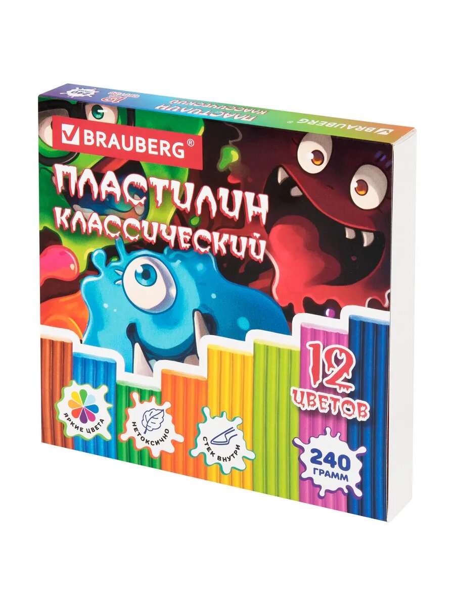Пластилин классический 12 цветов 240 г