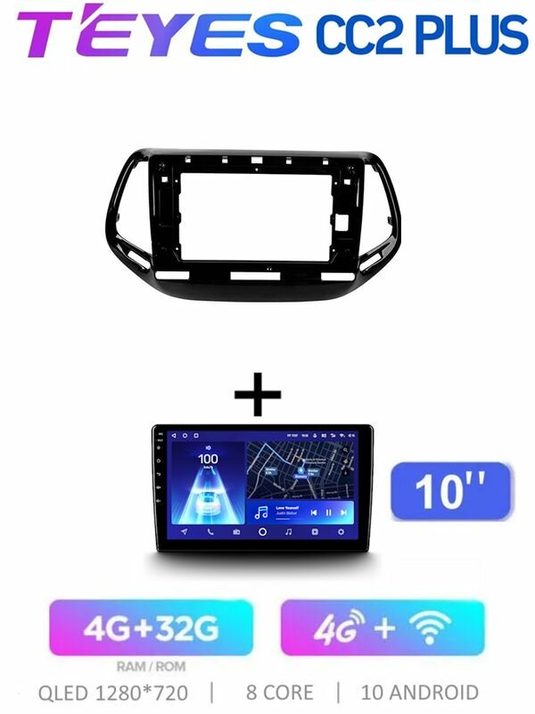 Магнитола 10" Teyes CC2 Plus 4/32 Gb для Jeep Compass 2 MP 2016-2018