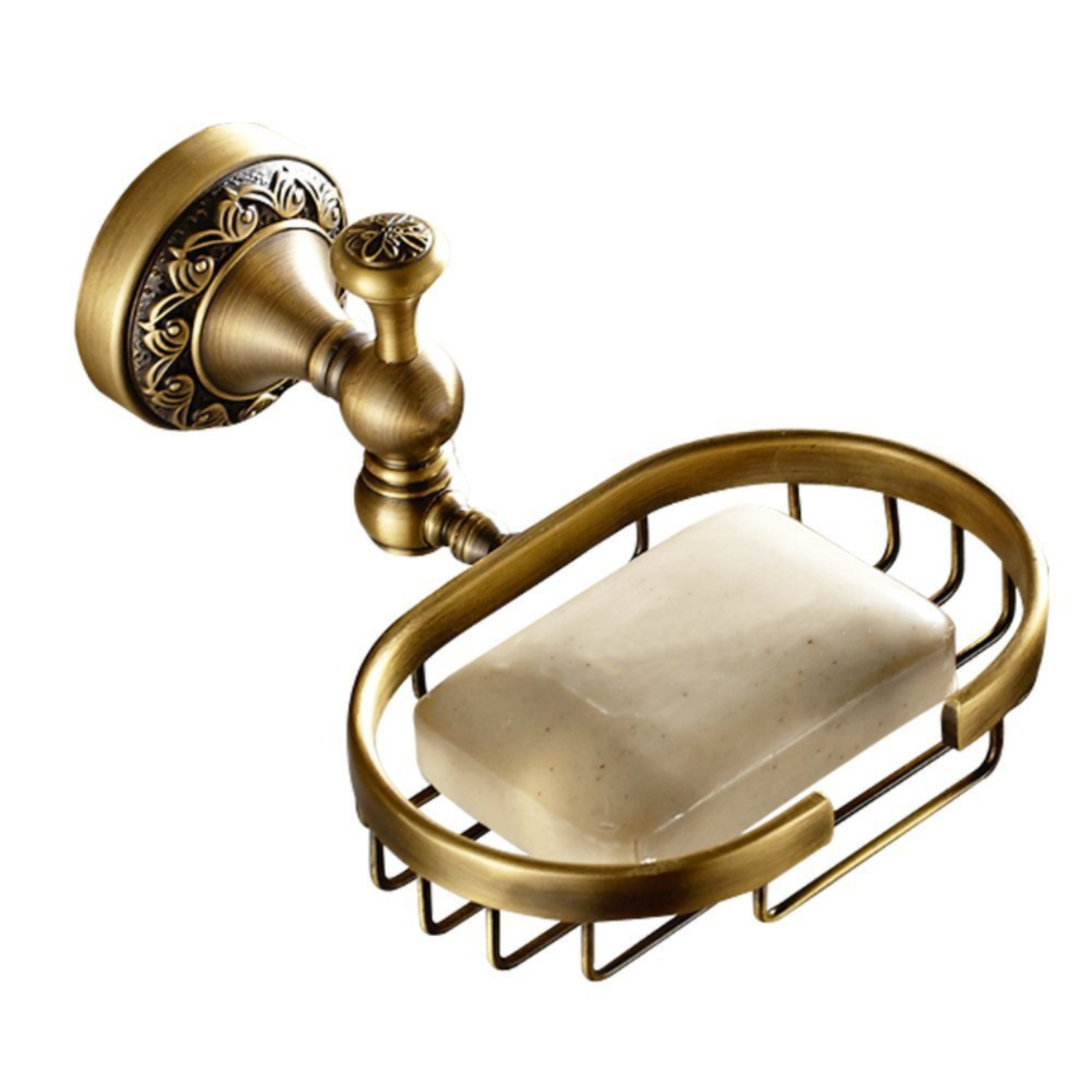 Wall Mounted Soap Dish Brass Antique brass Bathroom Dressing room Bedroom Hotel Screw fixing Rust-proof Distressed brushed brass finish Vintage patterns Easy installation Exquisite Chinese porcelain design