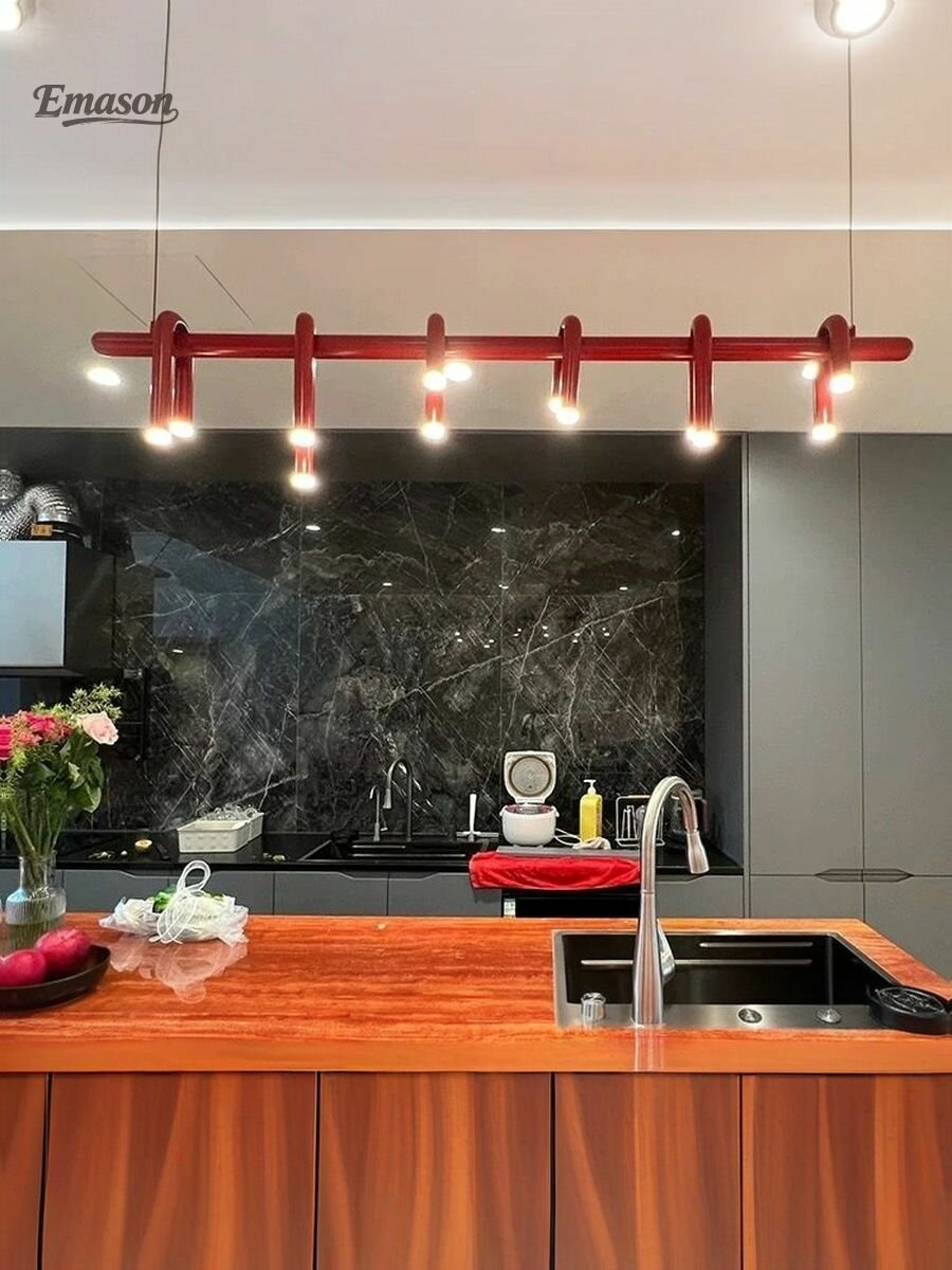 Люстра потолочная Cassina, современный креативный дизайн, для гостиной и столовой, LED светильник, красный, диаметр 130 см