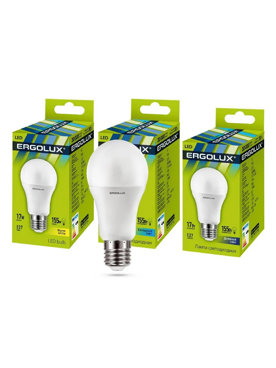 Ergolux (Эл. лампа светодиодная ЛОН 17Вт E27 3000K 220-240В)