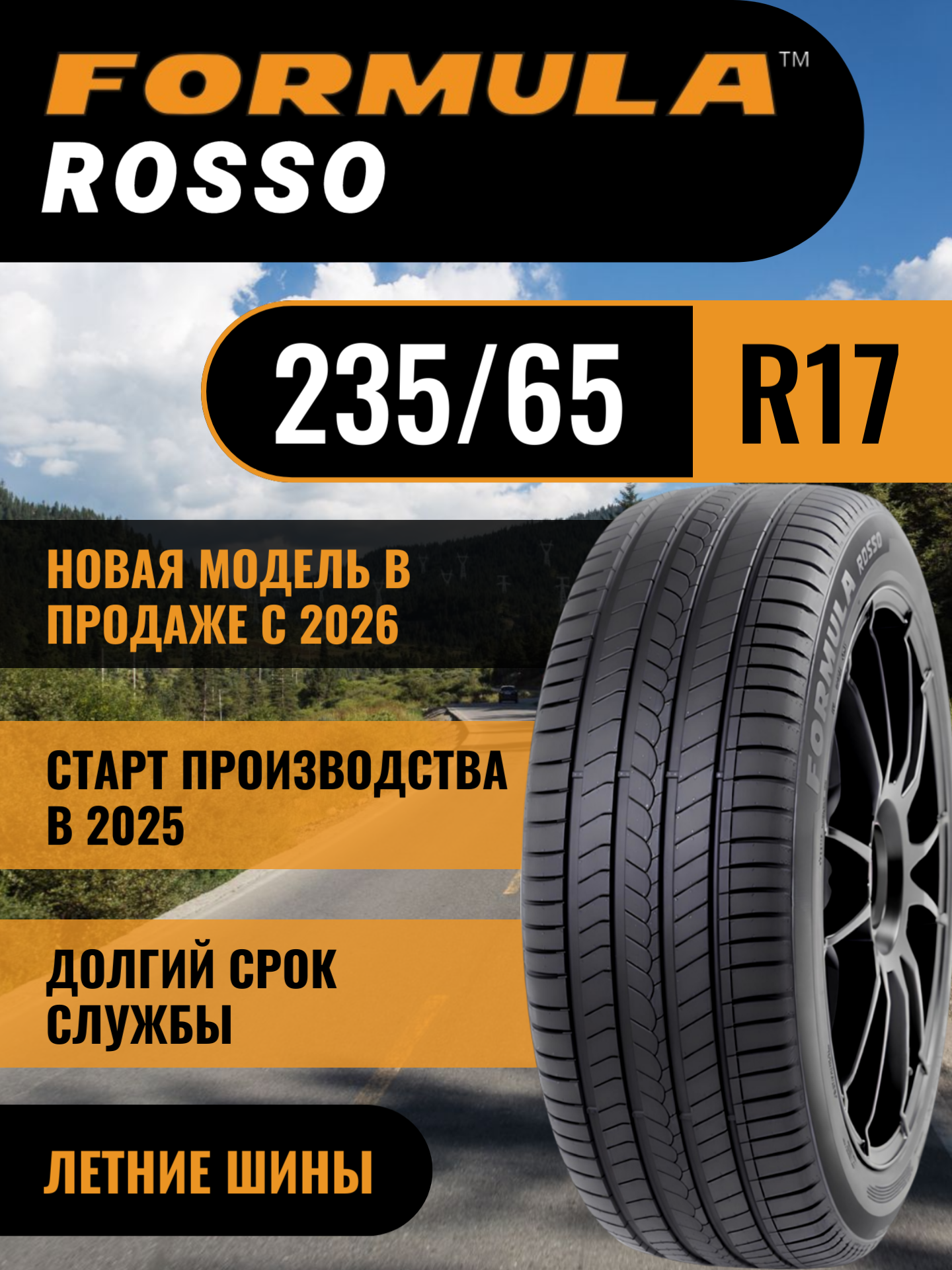 Шины автомобильные 235 65 17 104 V Rosso Летняя Производитель Formula