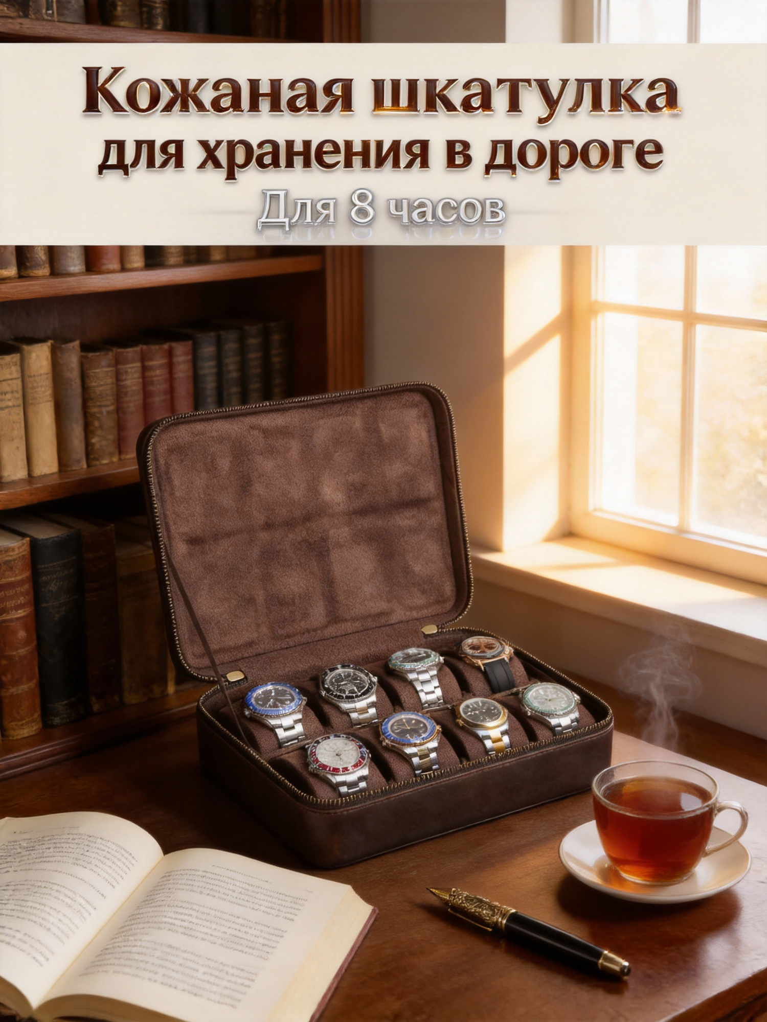 Дорожный кофейный кейс Crazy Horse на 8 механизмов, ручной кожаный аксессуар с мягкой микрофибровой подкладкой и винтажной отделкой