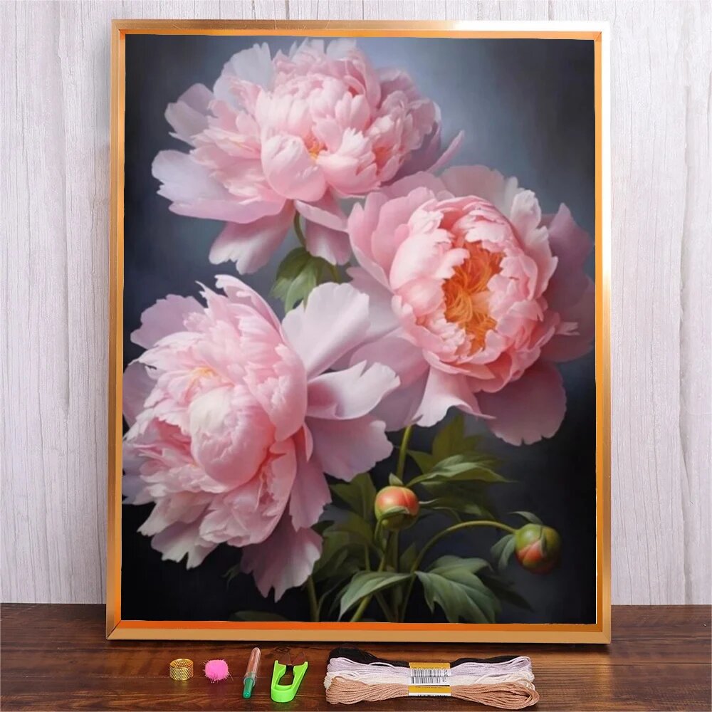 Набор для вышивки крестом Painting Era цветы пионов 11ct/14ct
