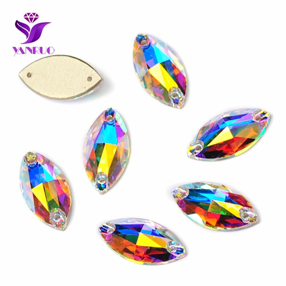 Стразы YANRUO 3223, 6x12mm, AB, 144шт