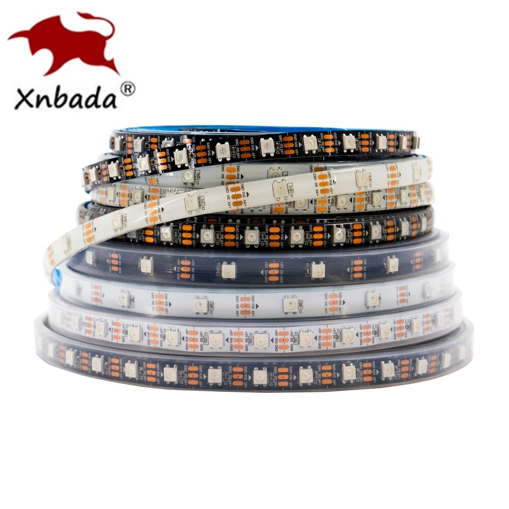 Светодиодная лента WS2812B RGB Black PCB 5м, 60 IP30