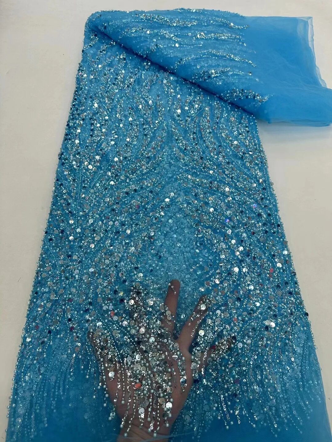 Африканское кружевное полотно с бисером 5 ярдов NRF5877 As picture