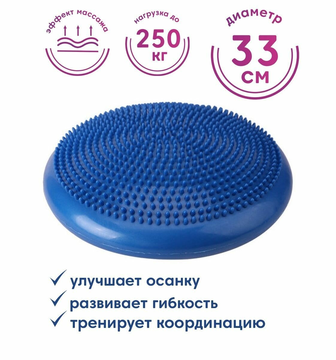 Диск массажный балансировочный НД плэй / ND Play с насосом, диаметр 34 см/ Фитнес диск