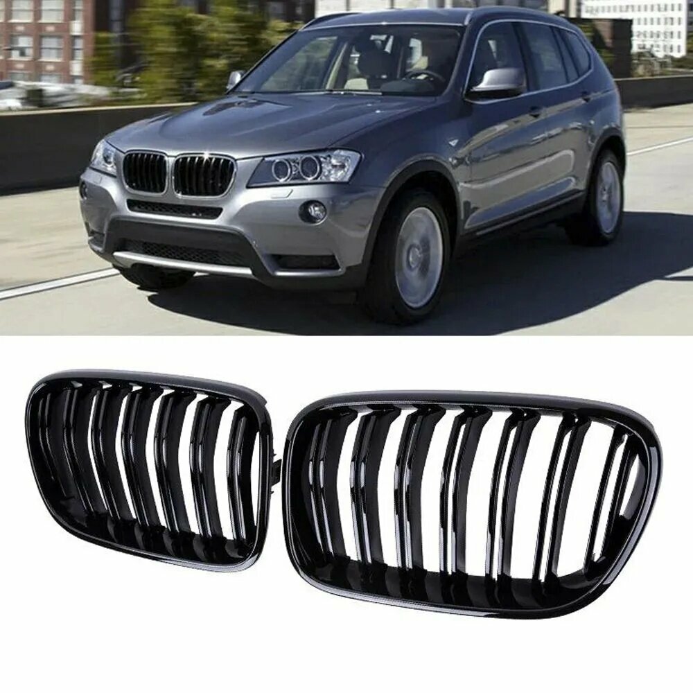 Решетка радиатора (ноздри) для BMW X3 F25 2011-2013 двойные ребра черный, новые аксессуары