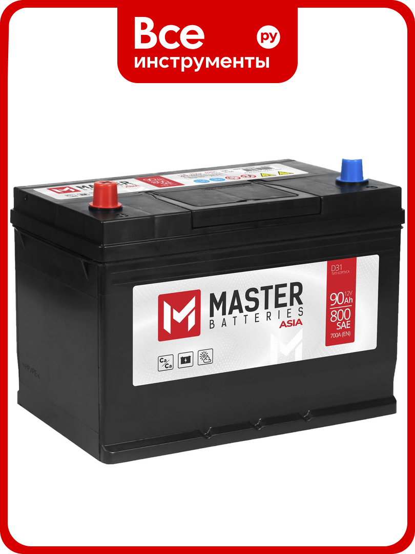 Аккумулятор автомобильный MASTER BATTERIES Asia 90Ah L+ MBA901