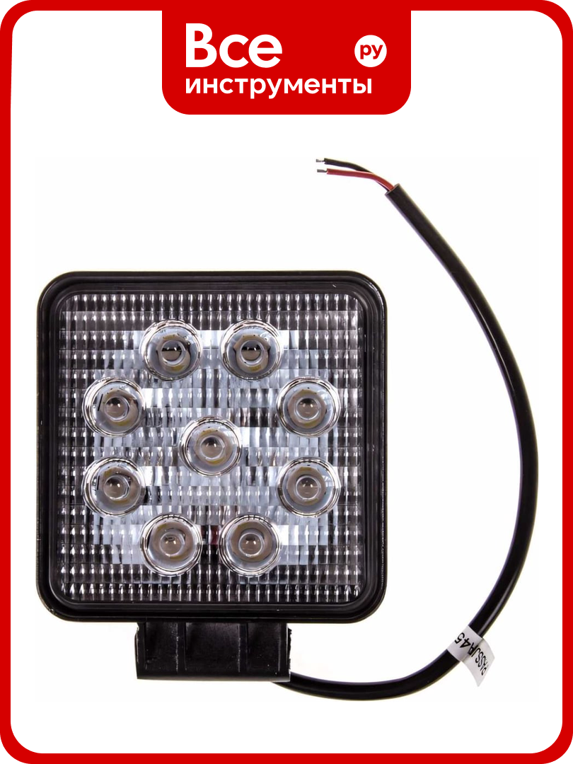Светодиодная, SKYWAY, фара SKYWAY OFF ROAD квадратная 12V/24V 27W 6000К 9 диодов, ближний свет S07201013, прочный