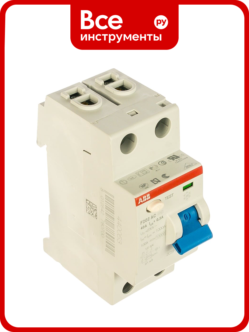 УЗО ABB 2CSF202001R3400 F202 электромеханический дифференциальный автомат для монтажа на DIN-рейку с защитой