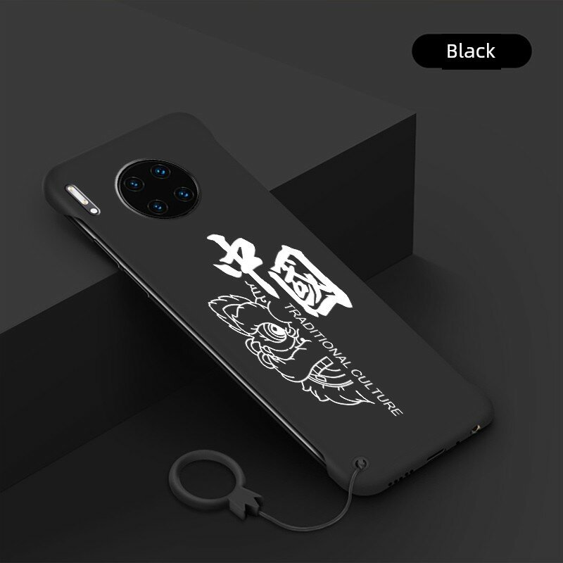 Твёрдый чехол для Huawei Mate 30 5G, глянцево-чёрный с узором китайского льва