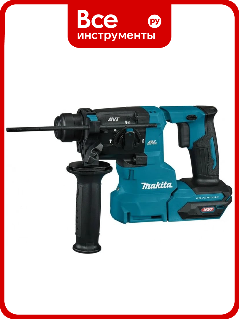 Перфоратор аккумуляторный Makita 3 режима, XGT 40В BL AWS AVT XPT, 20мм, 2,1 Дж, SDS plus, тормоз, защита от непреднамеренного включения, поддержание оборотов под накрузкой, подсветка, поставляется без ЗУ и АКБ HR010GZ