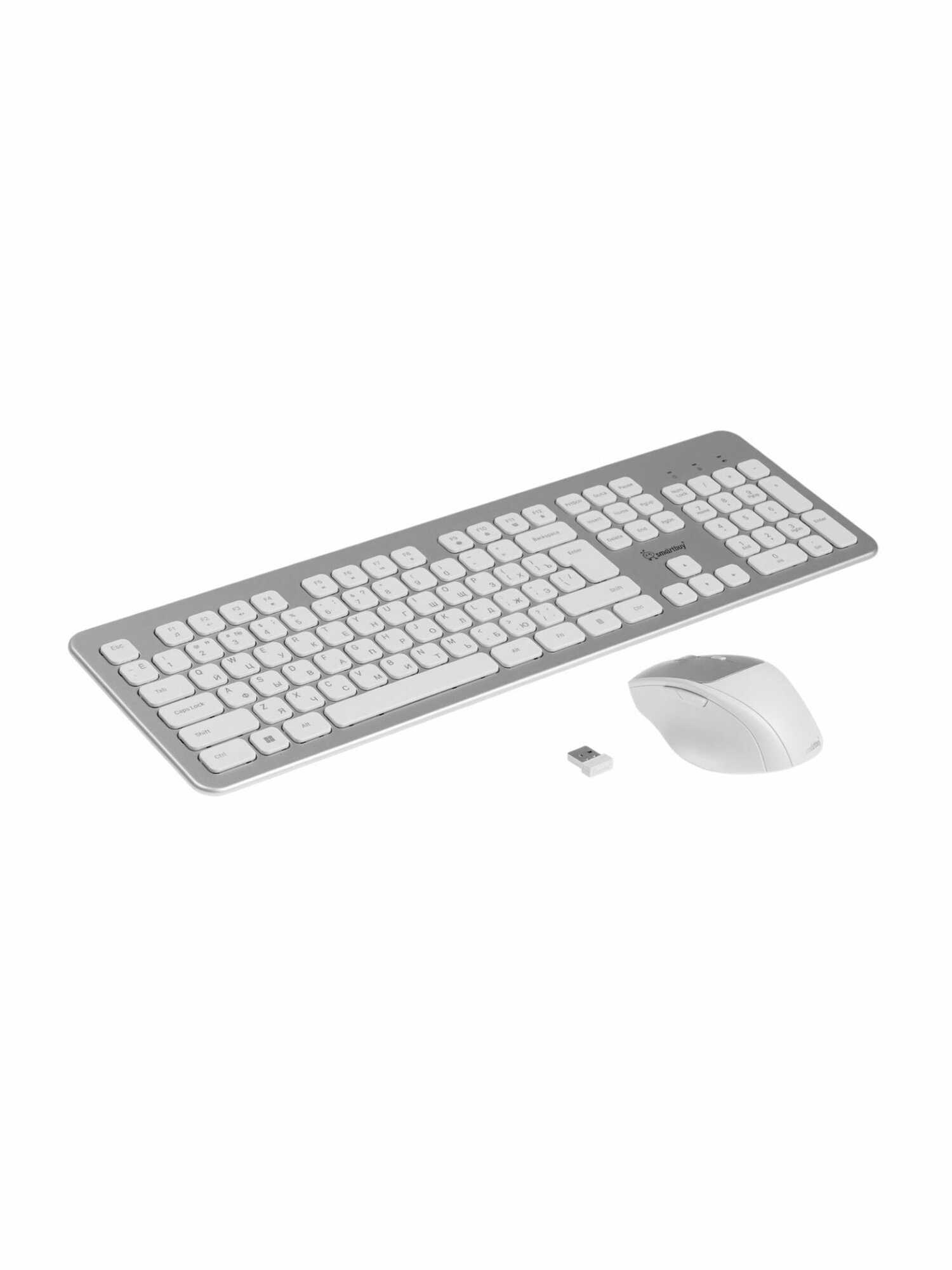 Комплект клавиатура и мышь 233616AG, беспроводной, USB, от батареек 1хAA/2хААА, бело-серебристый