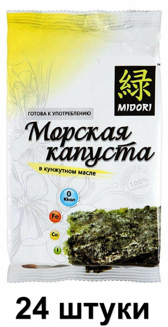 Midori Чипсы Нори в кунжутном масле, 5 г, 24 шт