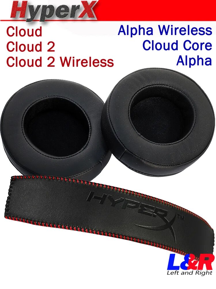 Амбушюры (глубина 27 мм) + оголовье HyperX Cloud, Cloud 2 / 2 Wireless, Alpha, Alpha Wireless, Core + 2 поролоновых подкладки