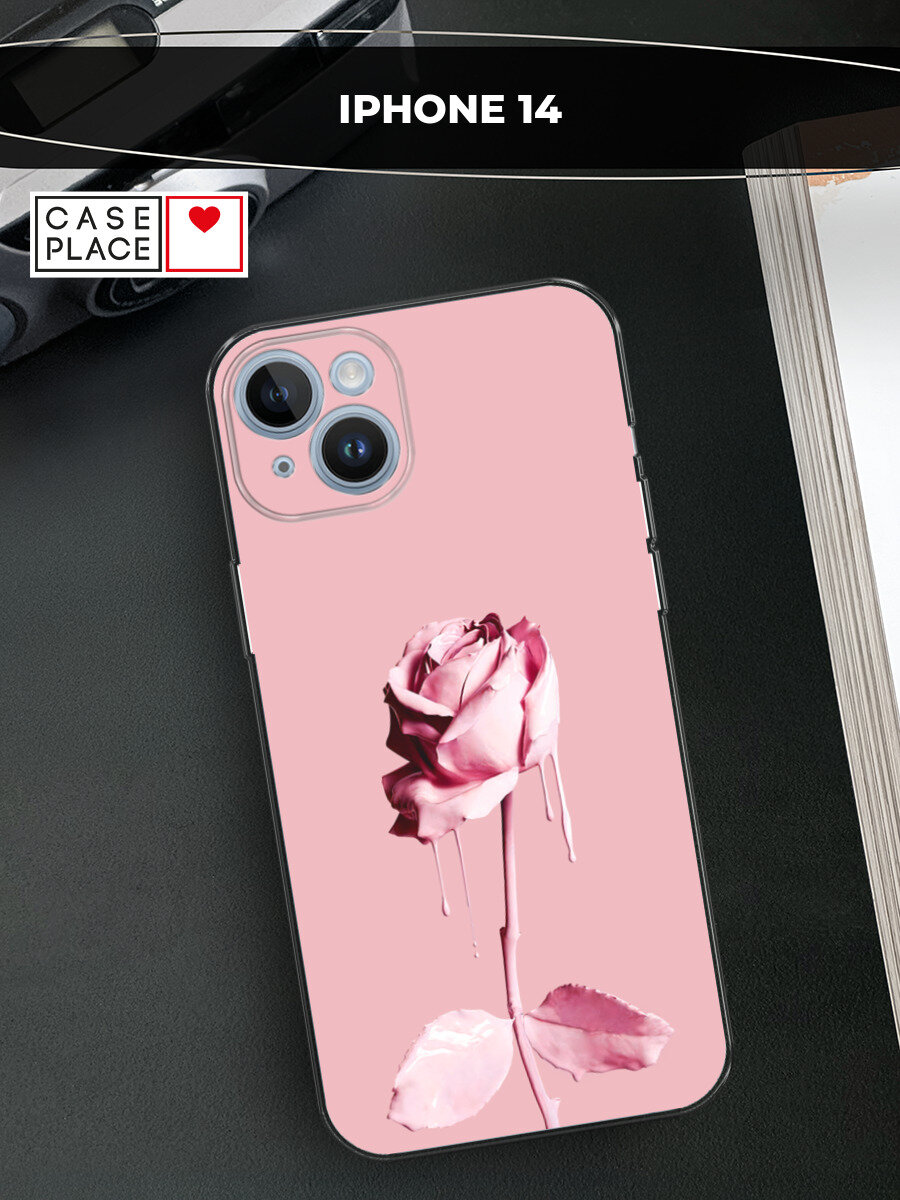 Чехол на Apple iPhone 14 / Айфон 14 с принтом Роза в краске