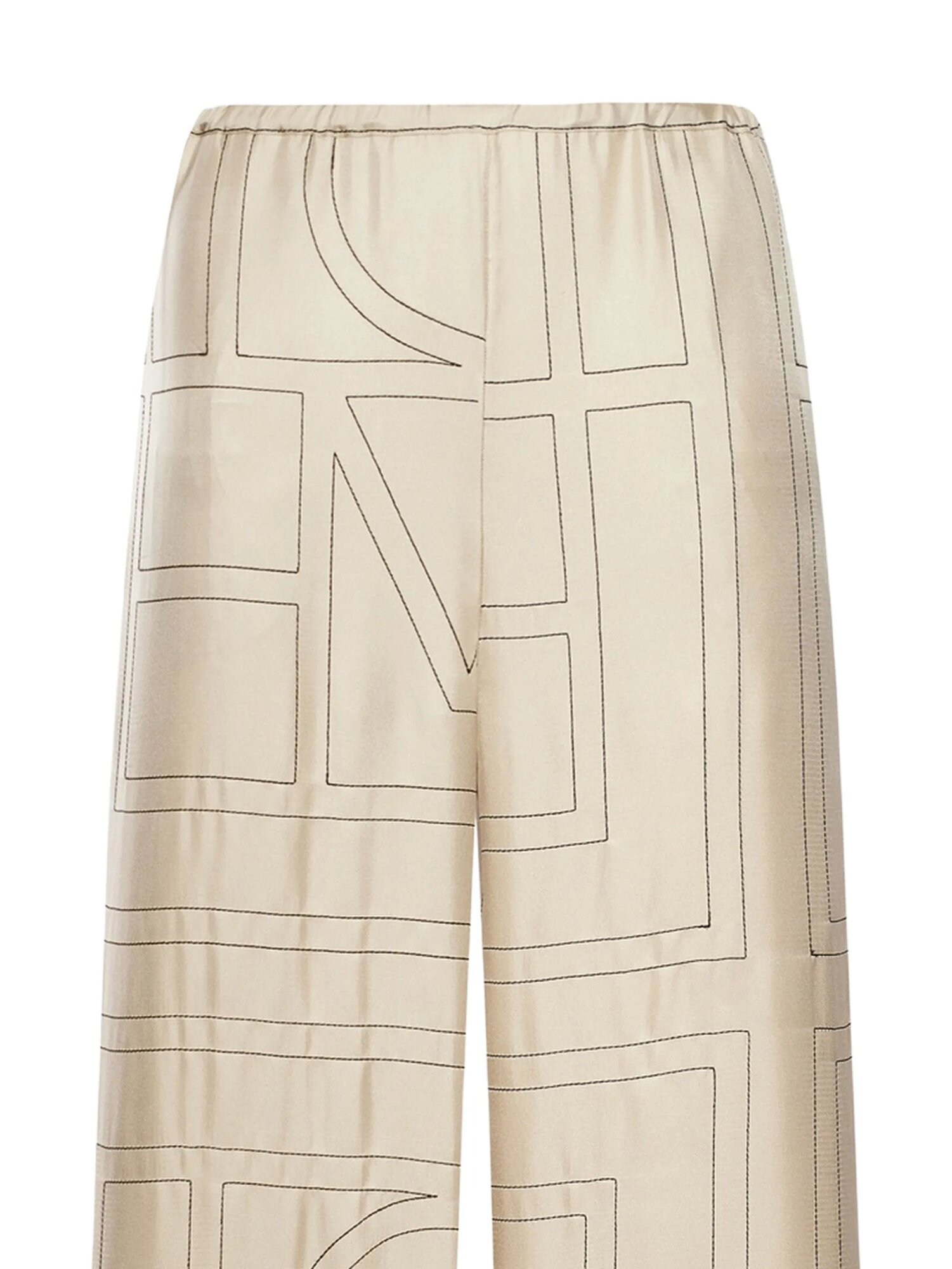 Брюки TOTEME Monogram-print silk trousers, размер 34 — фото 1