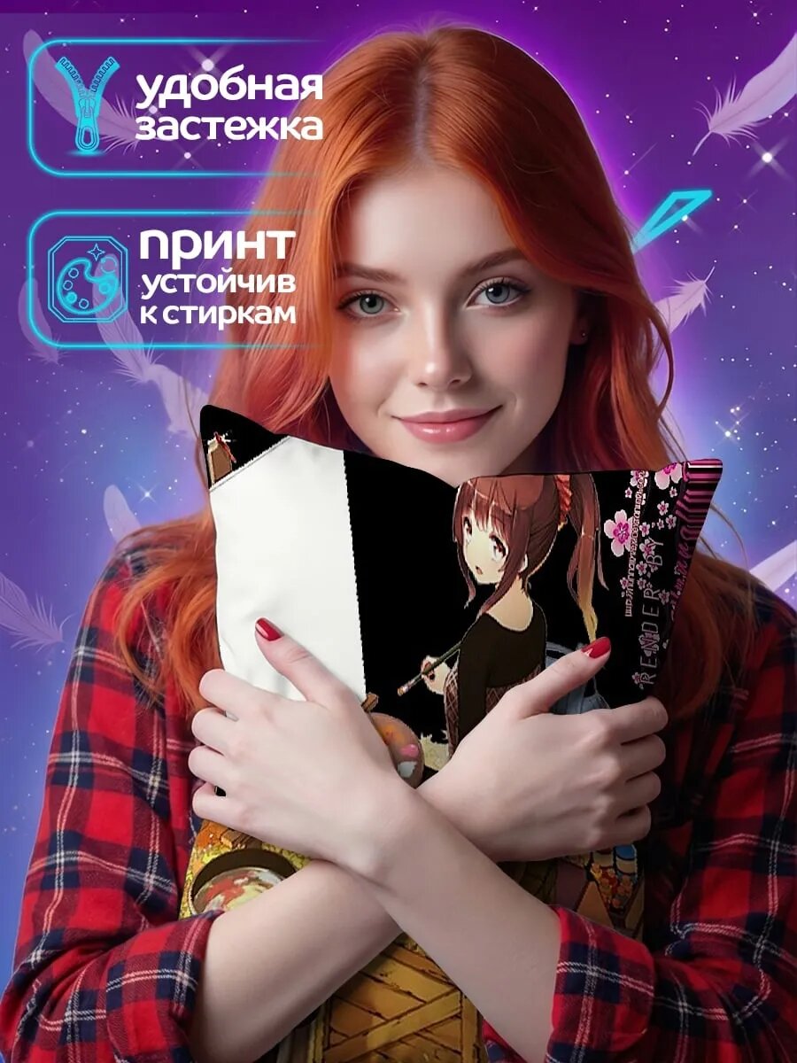 Подушка дакимакура Девушка рисует осенью — фото 1
