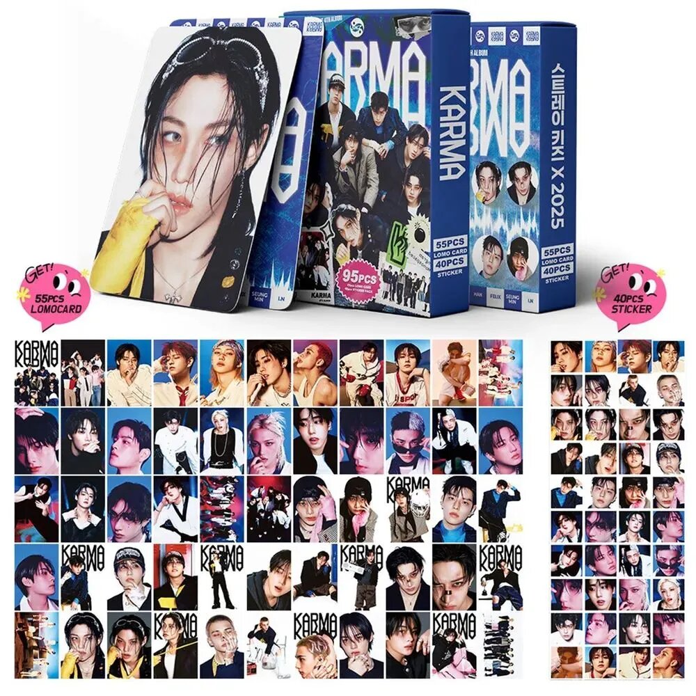 STRAY KIDS LOMO Cards 95 шт. Альбом KARMA K-POP GIANT Мини-фотокарточки STRAYKIDS 2025 SKZ Collectors 4TH Studio Poster с набором наклеек