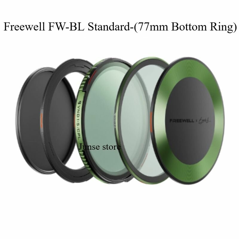 Фильтр Freewell x Brandon Li Magnetic VND/CPL Filter kit using ND32 Filter with 1-5 stops, Freewell BL Standard-(77mm Bottom Ring) Ультратонкий фиксирующий магнитный отсос Аксессуары для фотосъемки