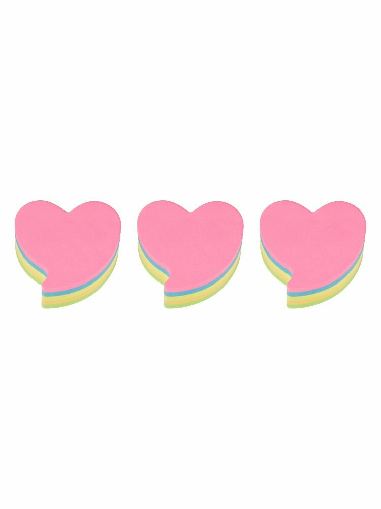 Kores Стикеры фигурные Fantasy Heart в форме "Сердце" 70x70 мм, 5 цветов, 250 листов, 3 шт