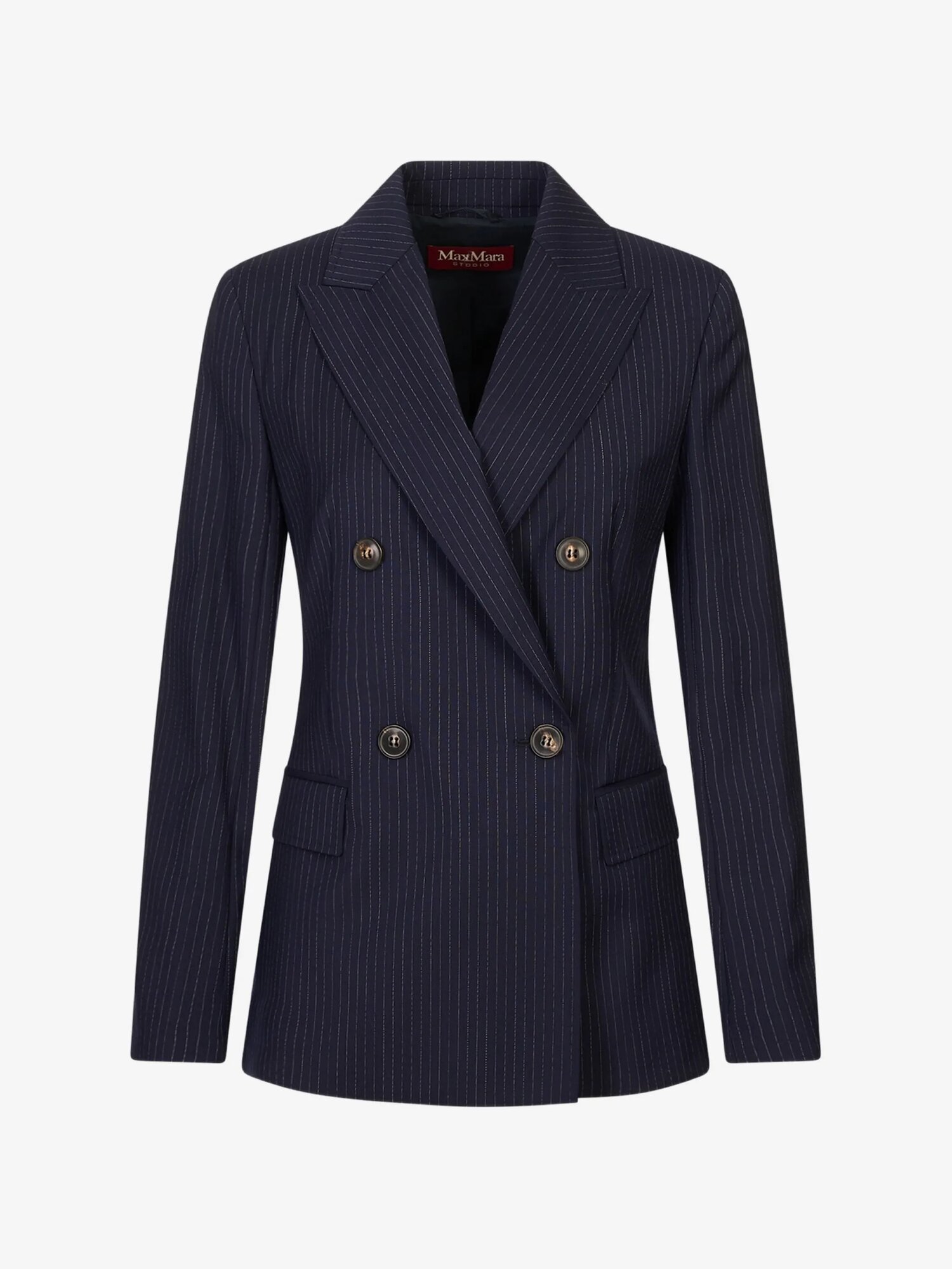 Куртка Plain-weave wool double-breasted jacket - navy