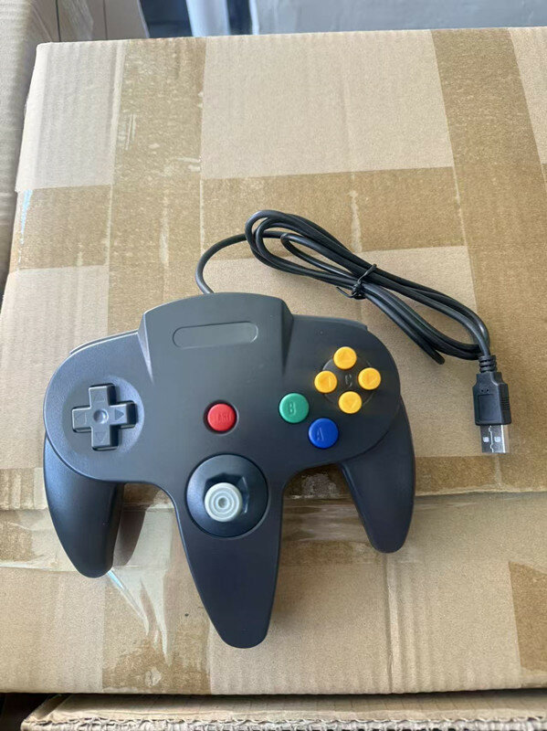 N64 проводной игровой контроллер для ПК, чёрный, совместимый с Windows и Mac, готов к использованию для настольных игр