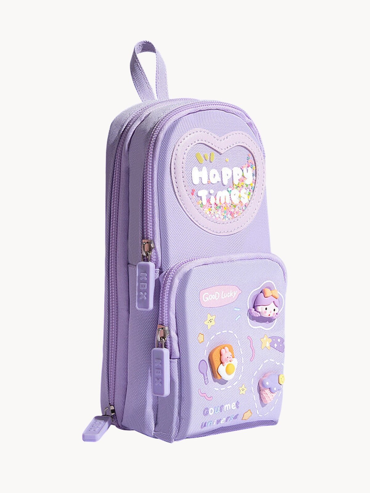 Пенал, для девочек, аниме, сиреневый, влагостойкий, 2 отделения