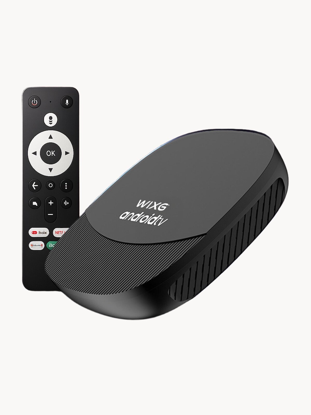 WIXG Медиаплеер Смарт ТВ приставка Android, 4 ГБ/32 ГБ, Bluetooth, Wi-Fi, черный матовый