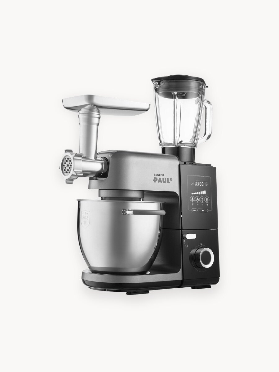 Кухонная машина SENCOR STM 8970, 1800Вт, нержавеющая сталь, защитный кожух на чашу