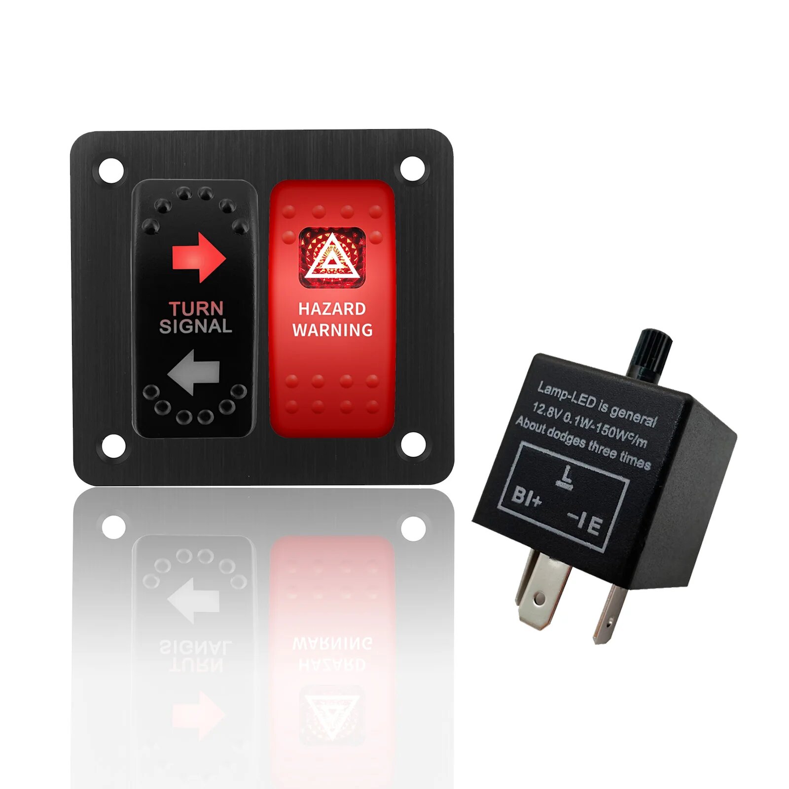 Автомобильный указатель поворота + панель аварийного выключателя с реле мигалки, 2 группы, комплект алюминиевой панели, водонепроницаемый, 12 В, 20 А, black