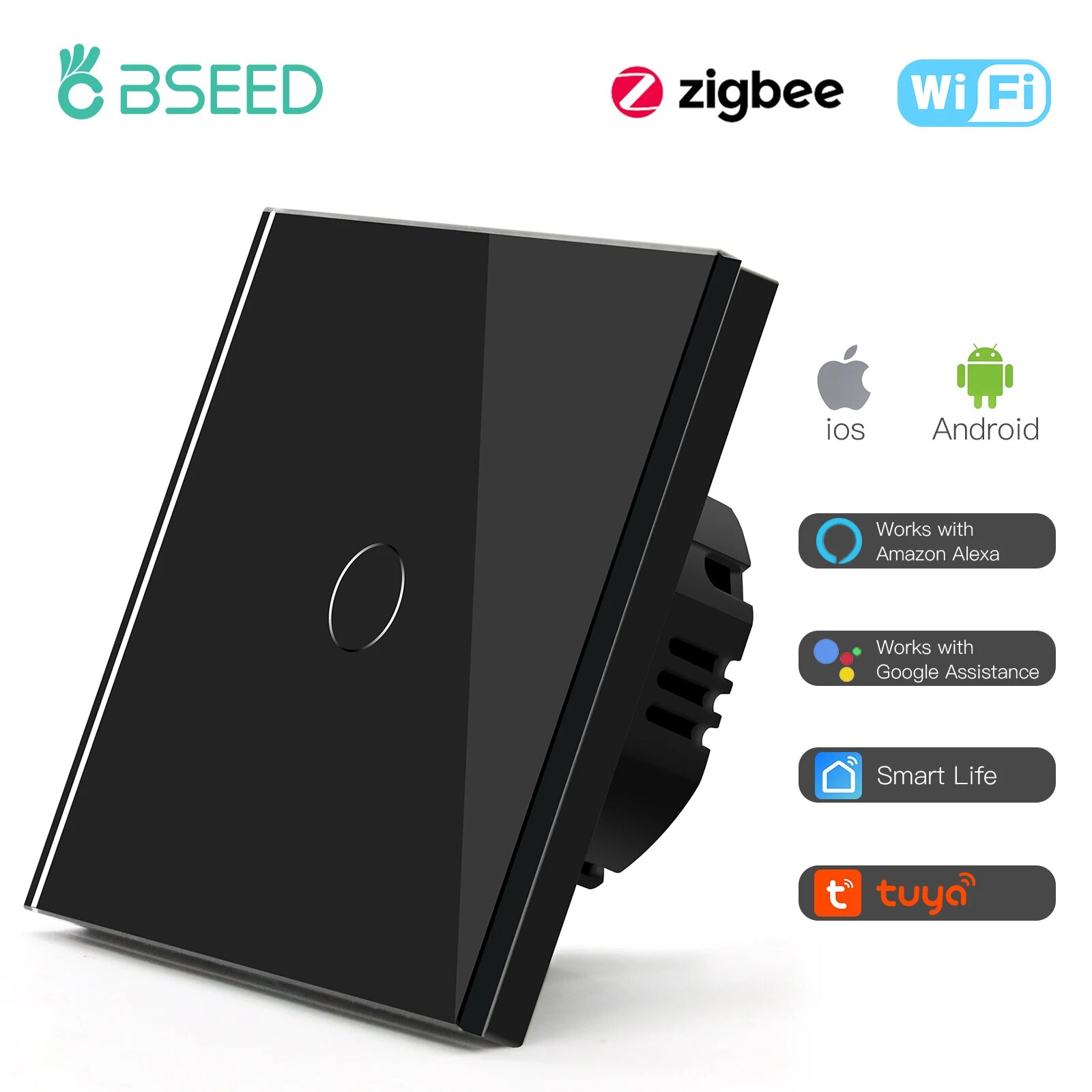 Умный выключатель BSEED Zigbee 1/2/3 клавиш